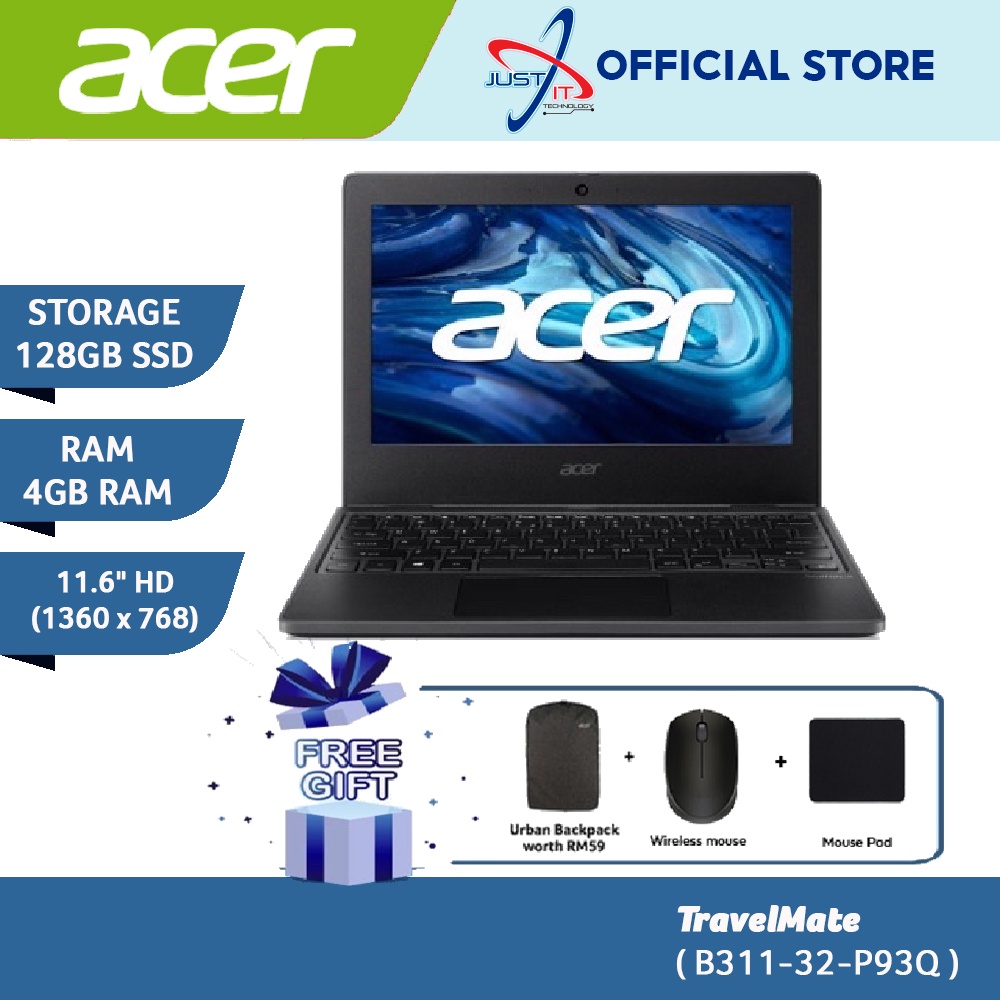 Acer TravelMate B311-32-P93Q - Laptop ( N6000 4GDR4 128SSD / 11.6" Win10 ) | Shopee Malaysia