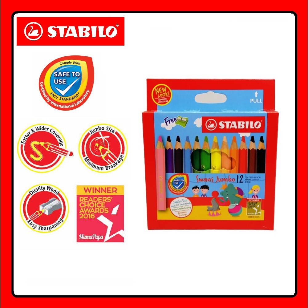Stabilo Jumbo Colour Pencil 1873J 12S (Half) | Shopee Malaysia