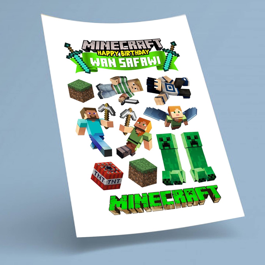 MINECRAFT CUSTOM NAME & AGE [JPEG FORMAT/FILE] [CAKE TOPPER] [PRINT ...