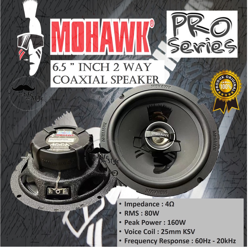 Mohawk M1 PRO Series 6.5"Inch 2-Way Coaxial Speaker (M1-625PRO) Proton Toyota Honda Perodua ...