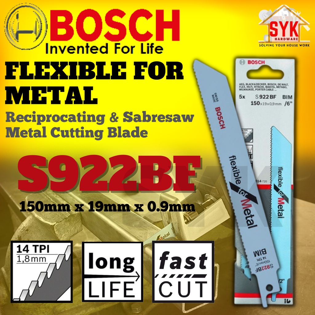 SYK Bosch S922BF (150x19x 0.9mm) Flexible For Metal Sabresaw Blade ...