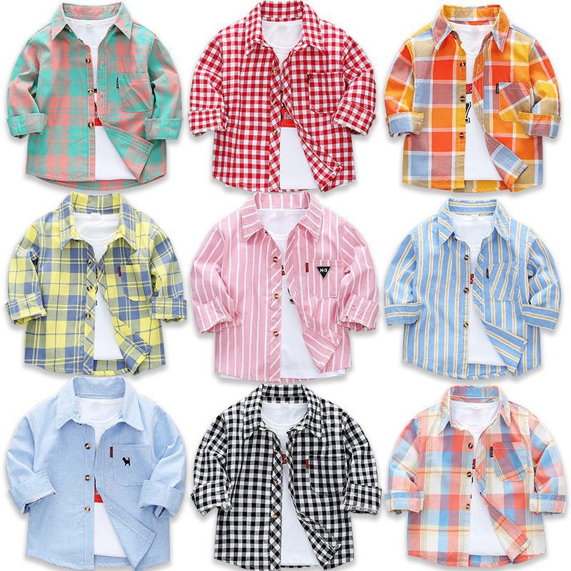 Kids Shirt Boy Pure Cotton Long Sleeve Shirt Kids Spring 1-9 Years Old ...