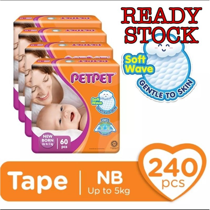 🔥Ready Stock🔥 PetPet Tape Jumbo Pack NB 4x60's | Shopee Malaysia