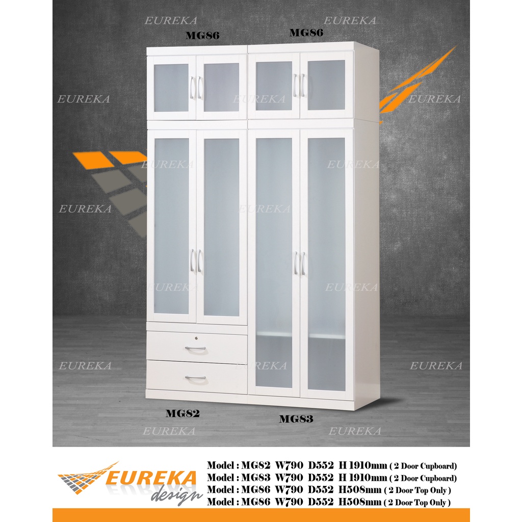 EUREKA 5ft Wardrobe Set Combo Cupboard Wood Storage Bedroom / Almari ...