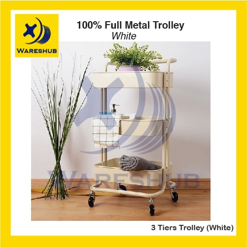 Full Metal 3 Tier Trolley With Rotatable Wheel And Lock Multifunction ...