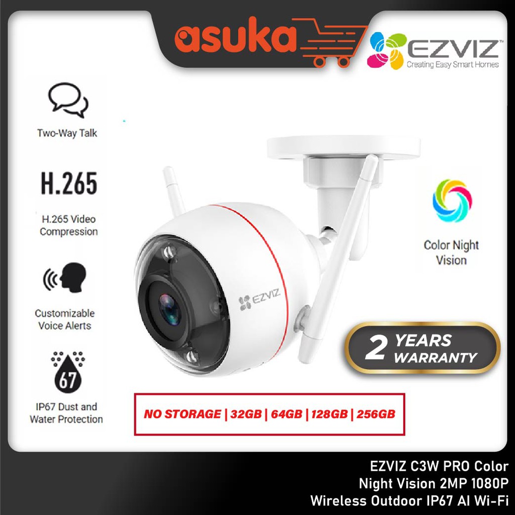 EZVIZ C3W PRO Color Night Vision 2MP 1080P / 4MP 2K Wireless Outdoor ...