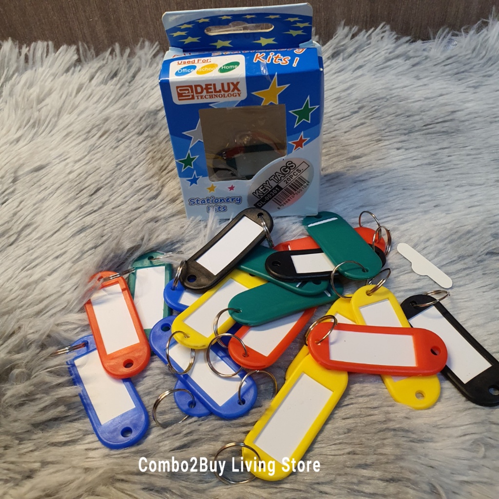 Plastic Key Tags ID Label Keyring with Key Chain Tag Card Split Ring ...