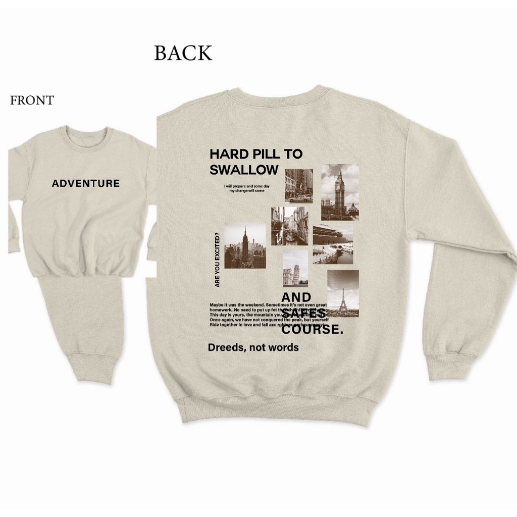Basic SWEATER FRONT BACK ADVENTURE SCREEN PRINTING SIZE M-XXL (MEN ...
