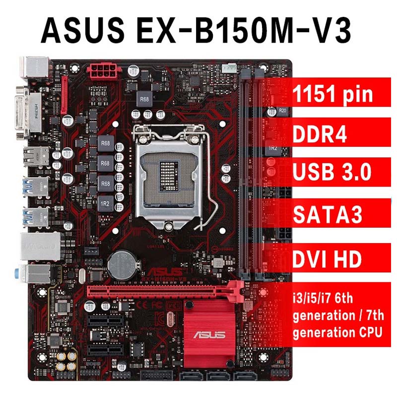 ASUS EX-B150M-V3/ASUS EX-B250M-V3 EX-B250M-V5 Desktop Board B150 LGA ...