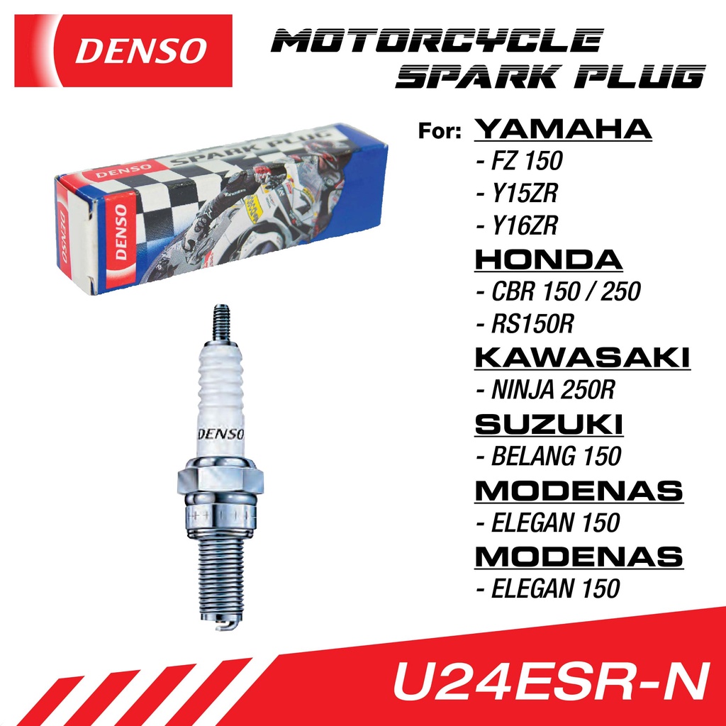 DENSO Motorcycle Spark Plug U24ESR-N For Yamaha Honda Suzuki Kawasaki ...