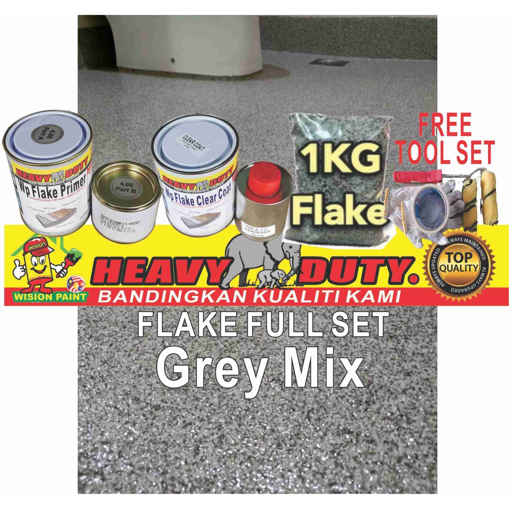 GREY MIX - full set flake coating DIY ( FREE Tools / 1kg Wp Flake / 1L ...
