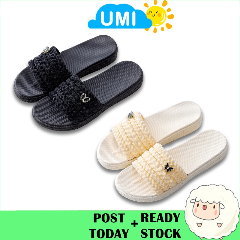 READY STOCK UMI Butterfly Women Casual Slippers Slipar Perempuan ...