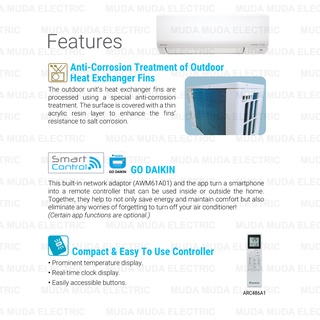 Daikin 1.0HP Standard Inverter Air Conditioner FTKF Series R32 Wifi ...