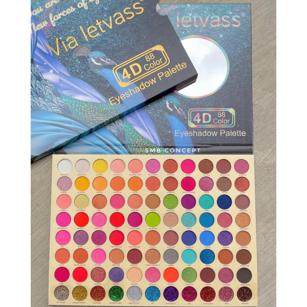 💙 Via Letvass 4 D Palette!! 😱😍 🌈 Jumbo Palette 🤩 🌈 With 88 shades ...