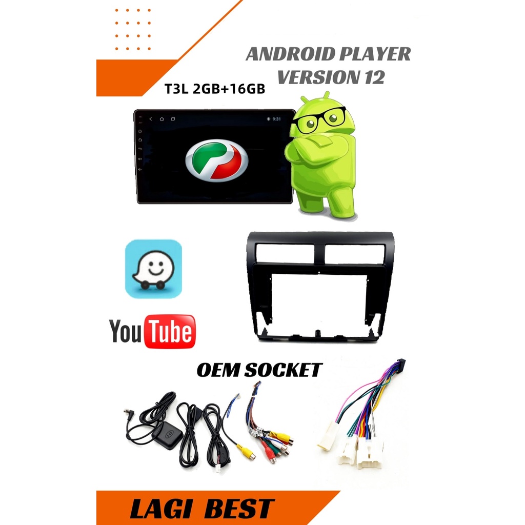 PERODUA MYVI 2006 2012 2015 2022 Android Player Version 12 New T3l 2GB Ram+16GB Rom Q Led IPS ...