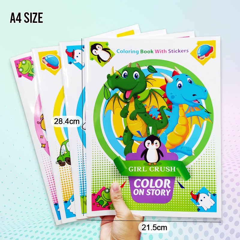 VC Art A4 Girl Crush Color on Story Colouring Stickers Activity Book ...