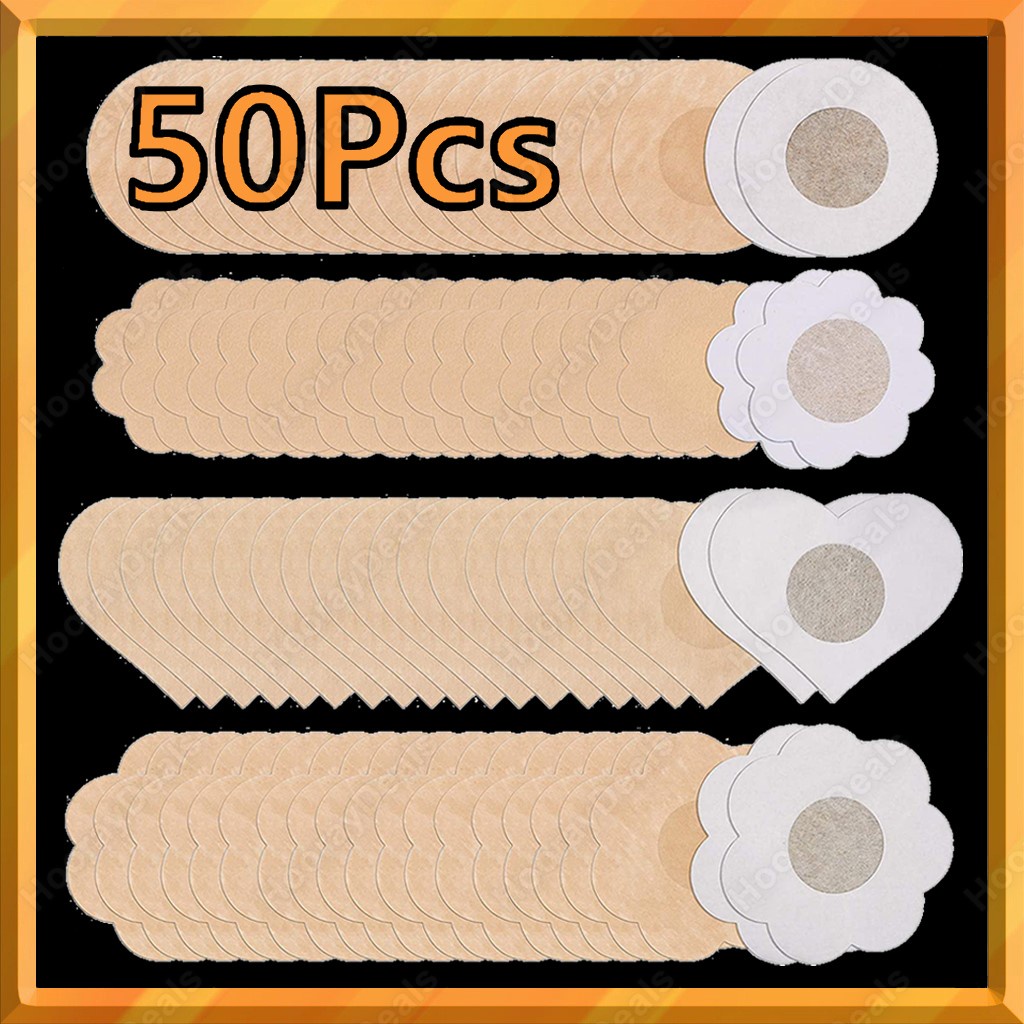 【Fast Delivery】50Pcs Women Nipple Stickers Invisible Breast Nipple Tape ...