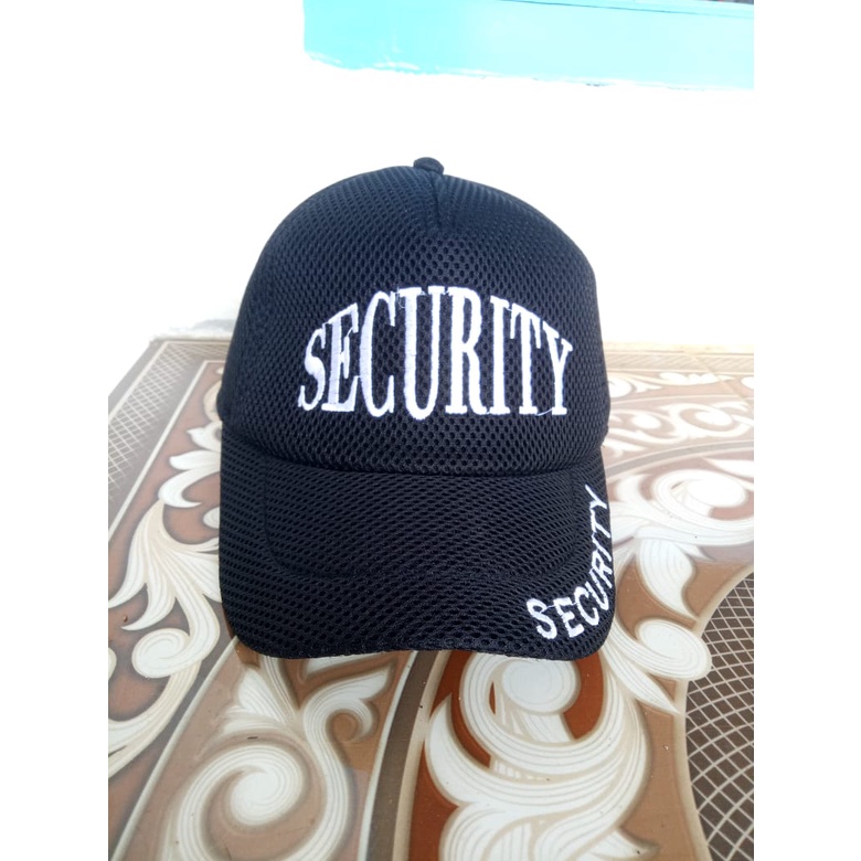 HITAM Latest Cool Plain Black "SECURITY" Logo SECURITY Guard Hat ...