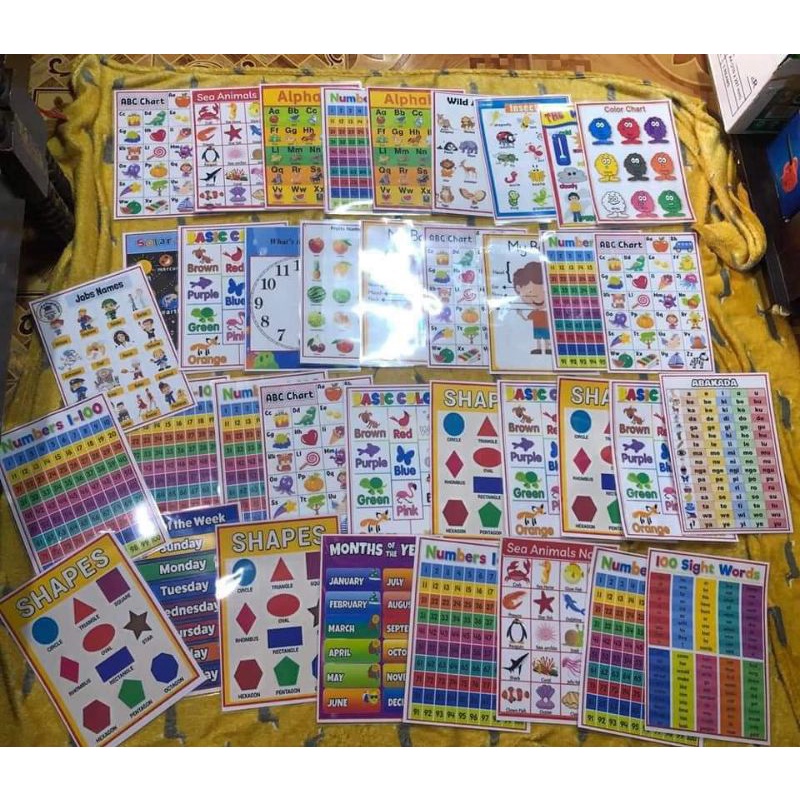 LAMINATED LEARNING CHART FOR TODDLERS ASSORTED(10PCS) | Shopee Malaysia
