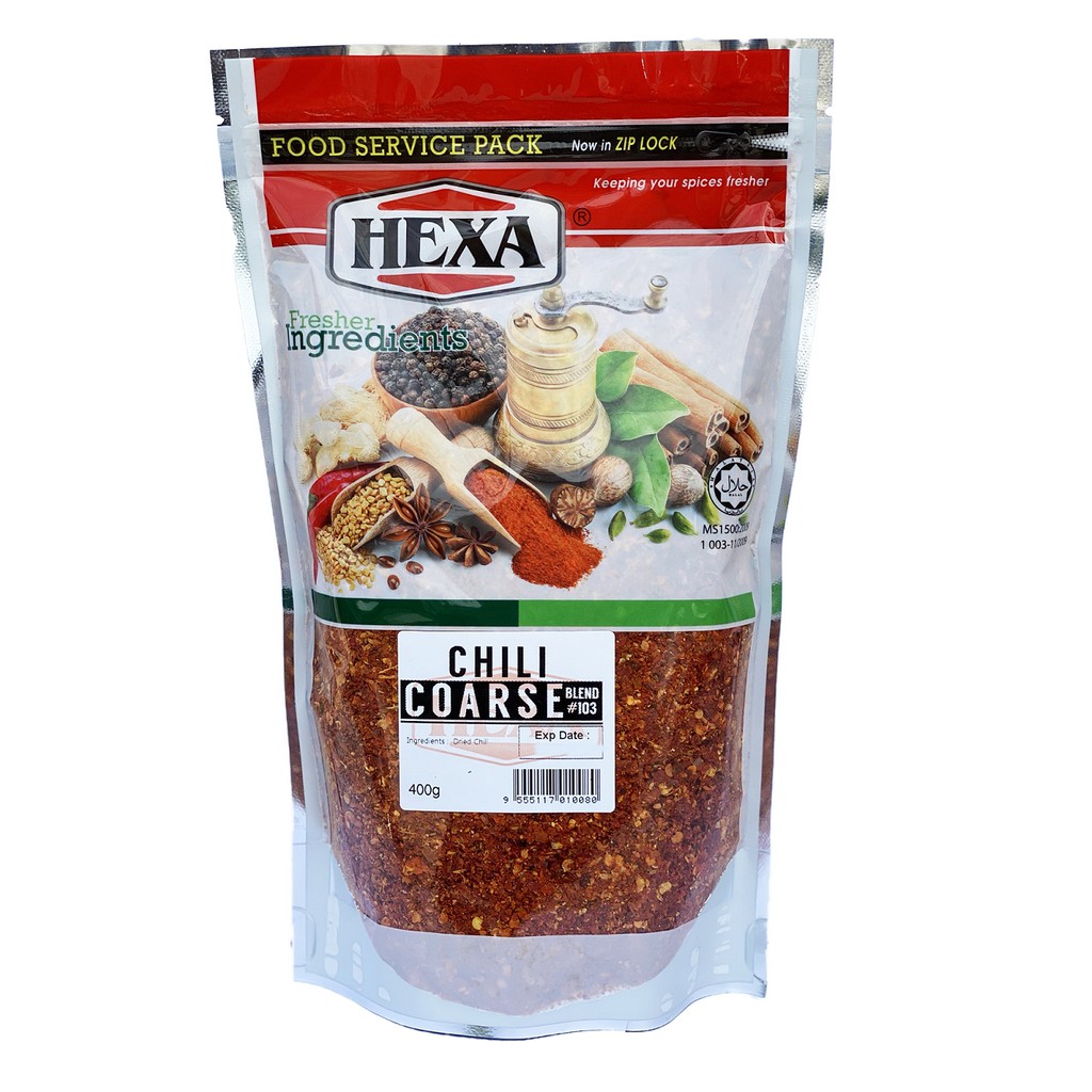 HEXA HALAL Coarse Chili 400gm Serbuk Cili Kasar Food Service | Shopee ...