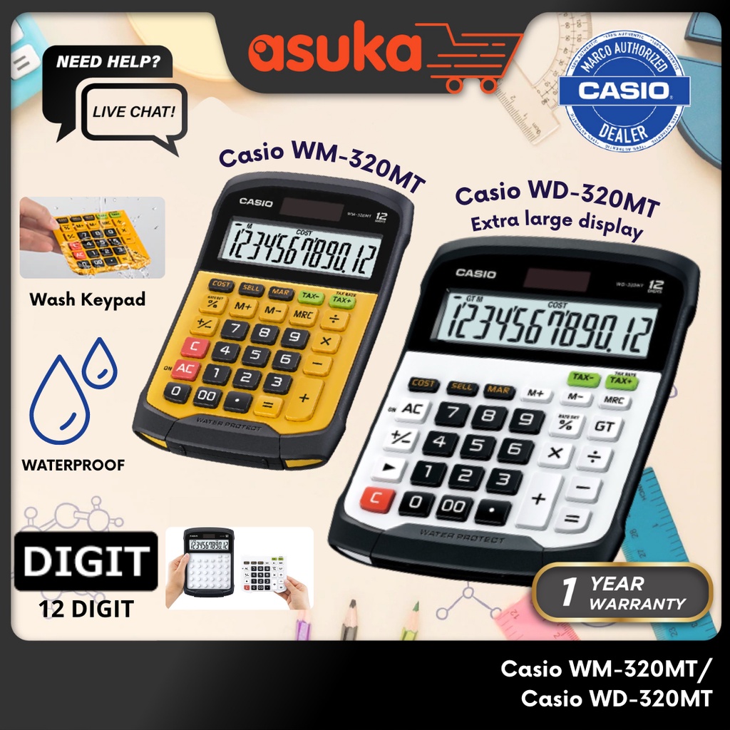 Casio WM-320MT / WD-320MT Water-Protected & Dust-Proof Desktop Calculator/Casio WD-320MT ...