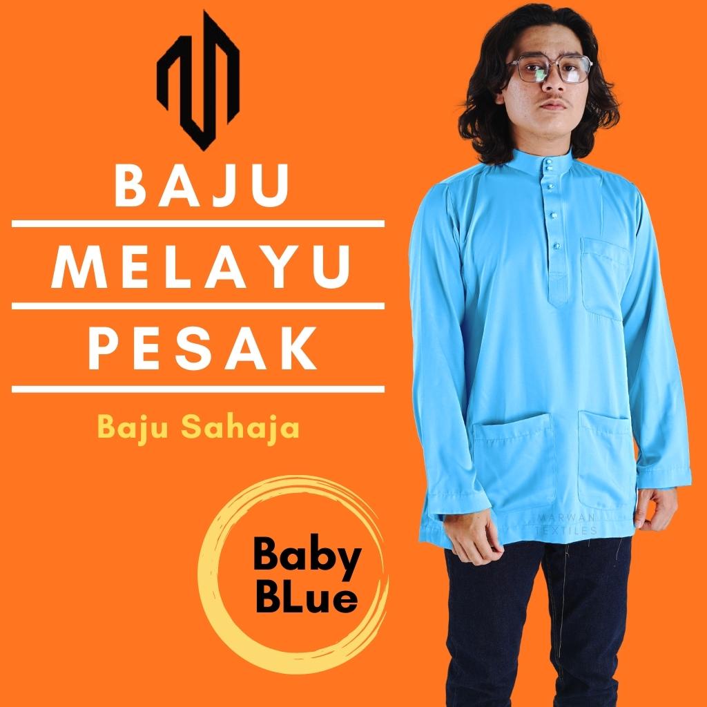 Baju Melayu Pesak( Baju Sahaja) Warna Baby Blue | Shopee Malaysia