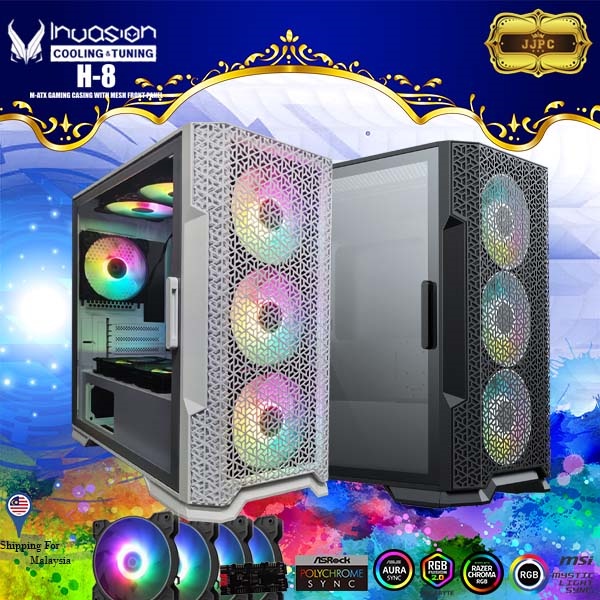 🔥🔥 HOT ITEM 🔥🔥Invasion H-8 M-ATX Mini-Tower Gaming Casing with 4 ARGB ...