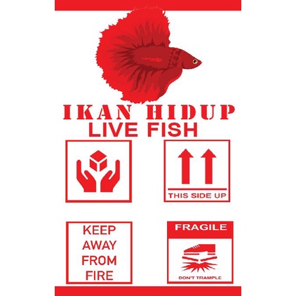 🔥READYSTOCK 🔥 [BUY 10+2] STICKER FRAGILE IKAN HIDUP MERAH/RED LIVE FISH ...