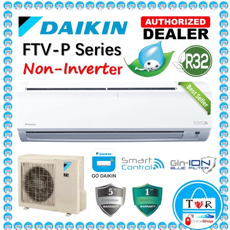 Daikin 1.0hp FTV28PB / 1.5hp FTV35PB R32 Non-Inverter Built in WIFI ...
