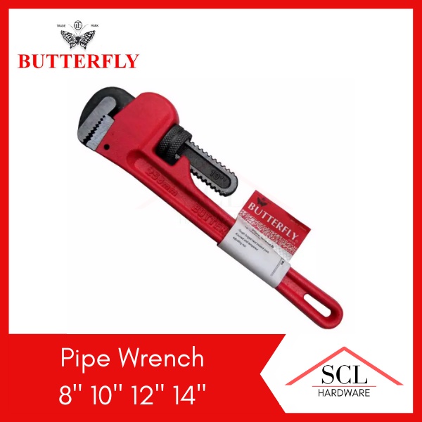 BUTTERFLY Pipe Wrench 8" 10" 12" 14" (tubong lyabe) | Shopee Malaysia