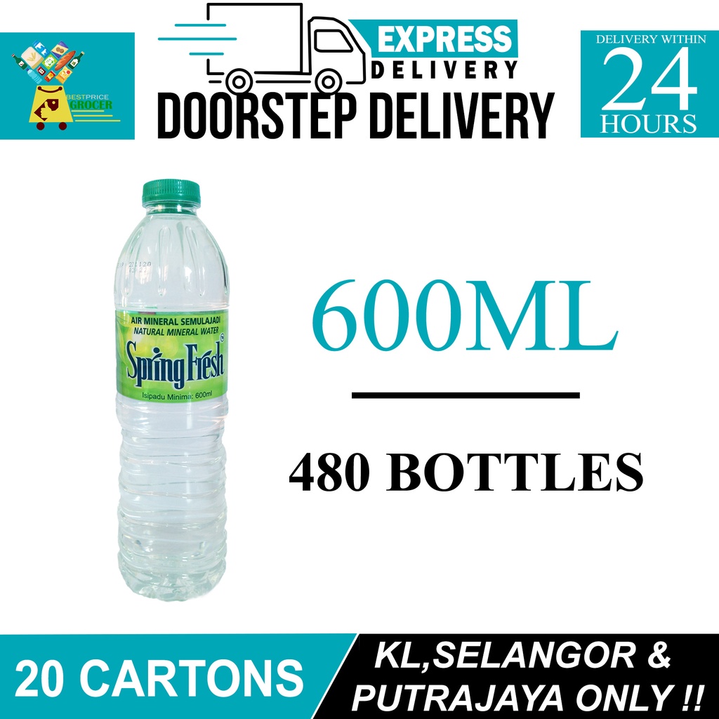 SPRING FRESH MINERAL WATER - 600ML X 24 BOTTLES (480 BOTTLES) | Shopee ...