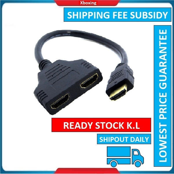 0.3M HDMI Male to 2 x Y Splitter HDMI Female Cable High Speed 1M/2F ...