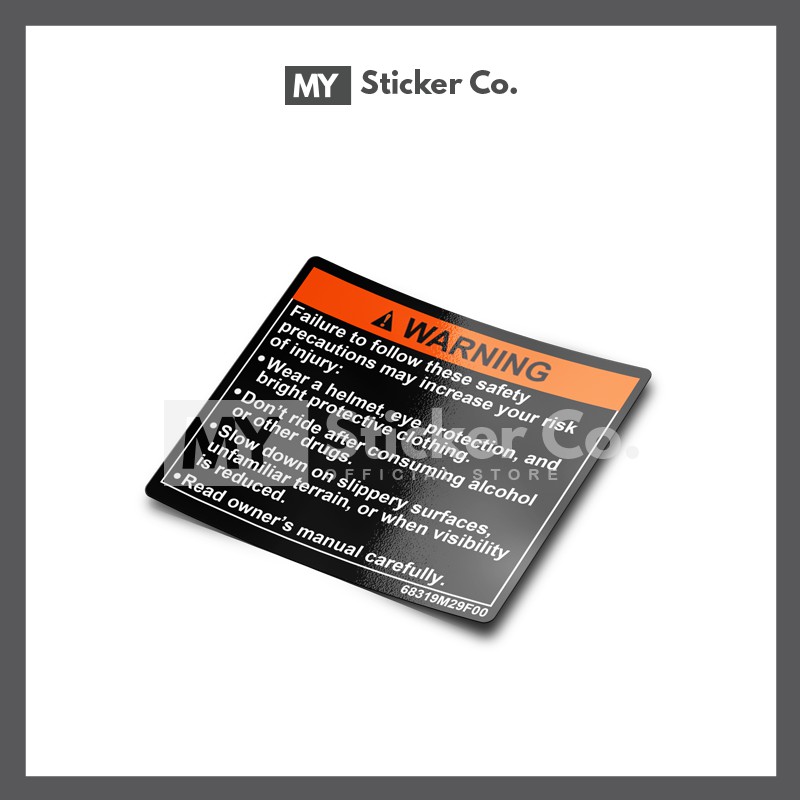 Suzuki Belang R150 / Satria FU 150 BLACK Warning Sticker (Replacement ...