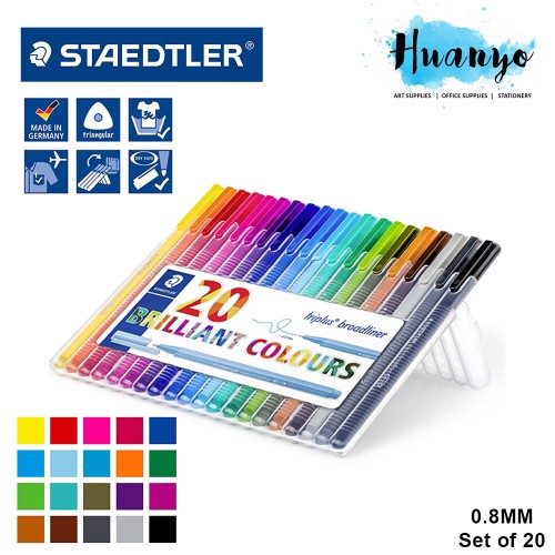 Staedtler Triplus Broadliner Colours 0.8MM (Set of 20) | Shopee Malaysia