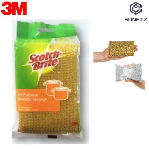 3M Scotch Brite Stainless Steel Metallic Sponge for Kitchen Cleaning ...