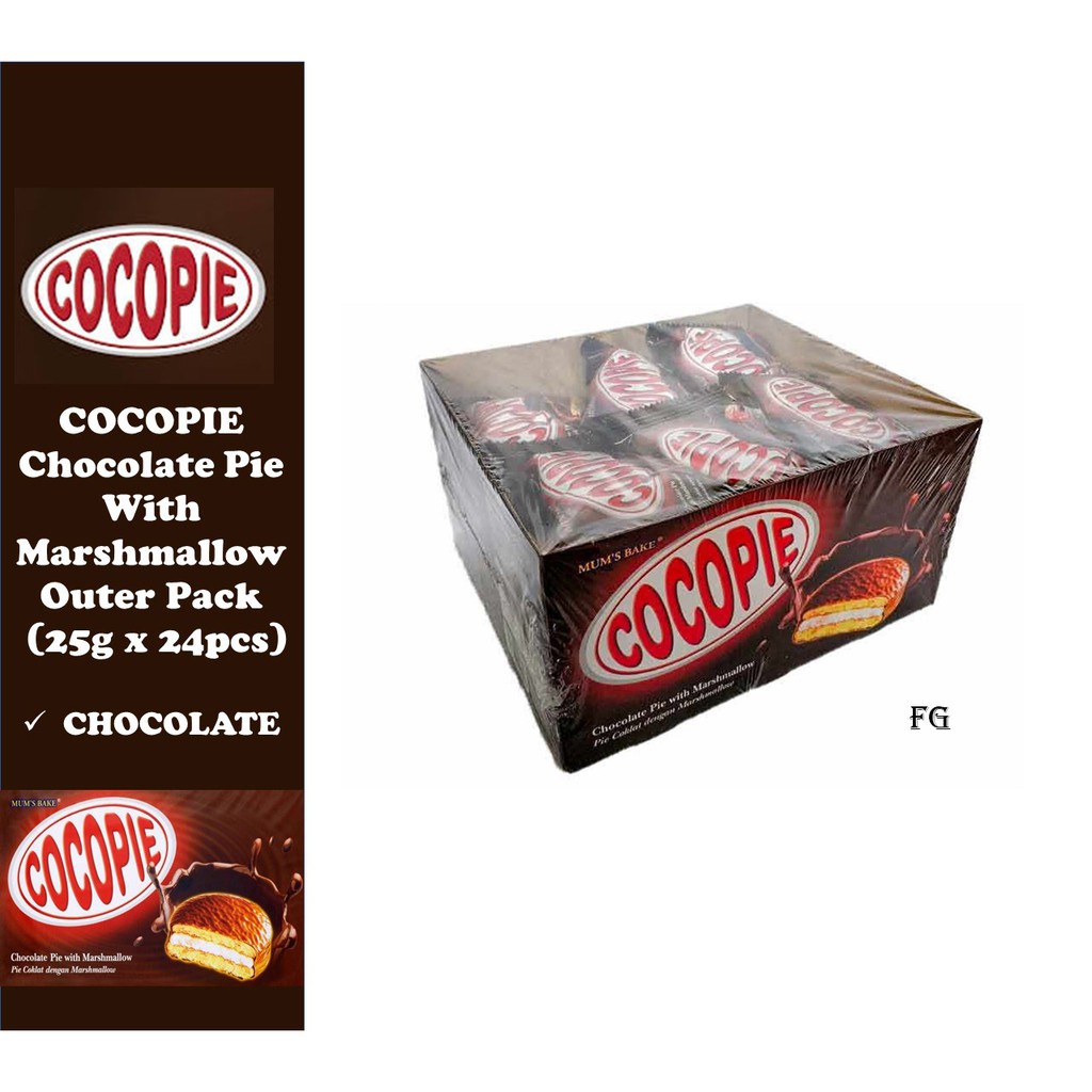 Cocopie Chocolate Pie With Marshmallow Outer Pack 25g X 24pcs Shopee Malaysia