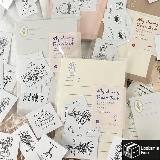 40 Pcs My Diary Decorative Textured Memo Notepaper + Sticker Set ...