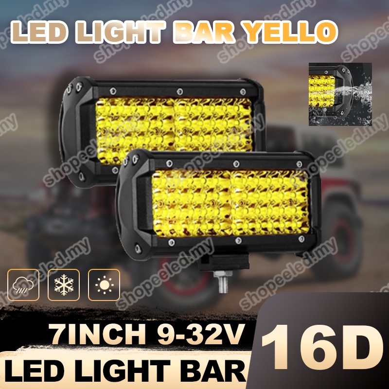 Yellow Light 7 Inch 144W Combo Led Light Bars Spot Flood Beam for ...