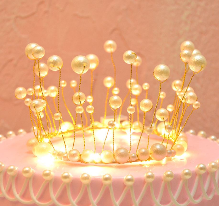 Light LED Lamp CakeTopper Pearl Princess Crown Cake Topper Happy ...