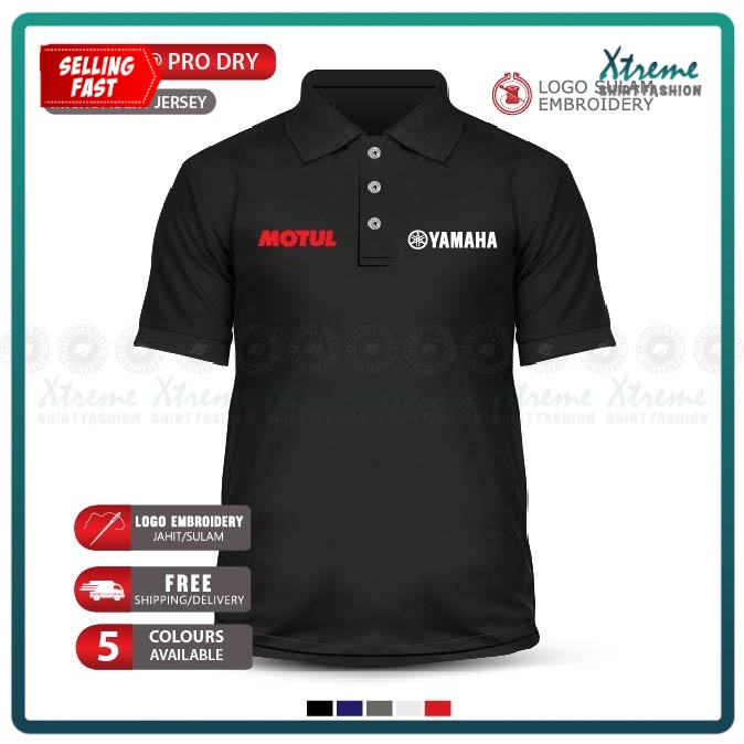 Microfiber Polo T-Shirt Sulam Yamaha Racing Motul Motor Oil MotoGP ...