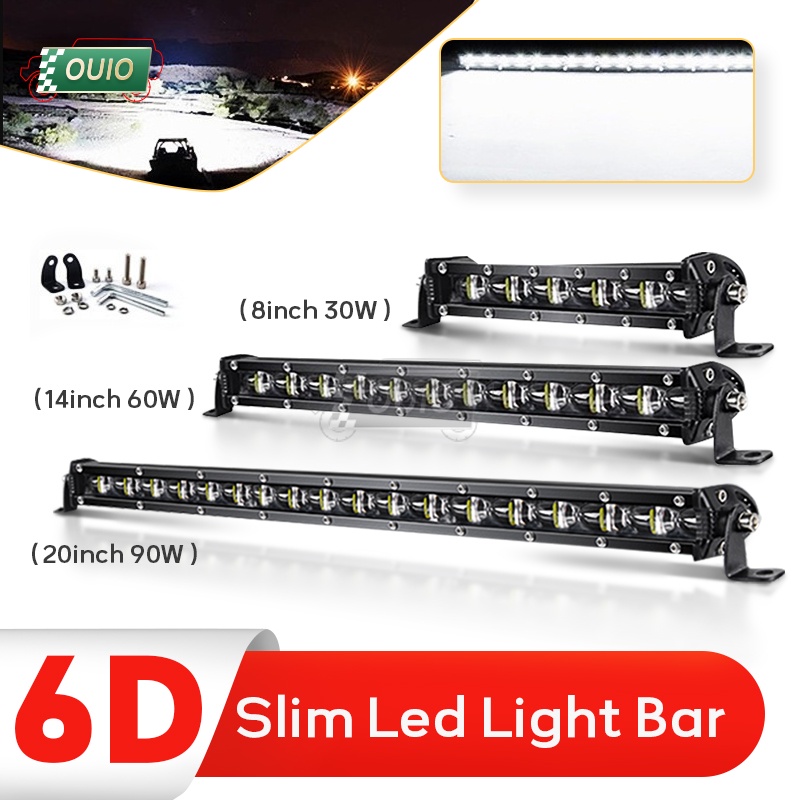 6D 26 Inch 120W Single Row Ultra Slim LED Light Bar 6500K 12V 24V Spot ...