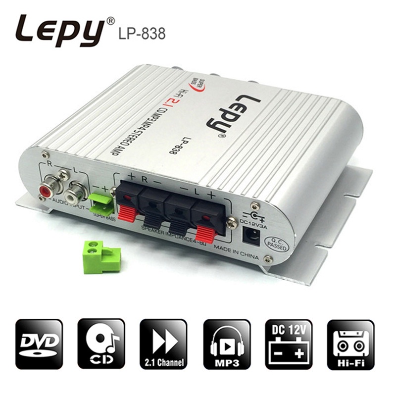 Lepy LP-838 MINI Digital Car Power Amplifier 2.1CH Super BASS Audio ...