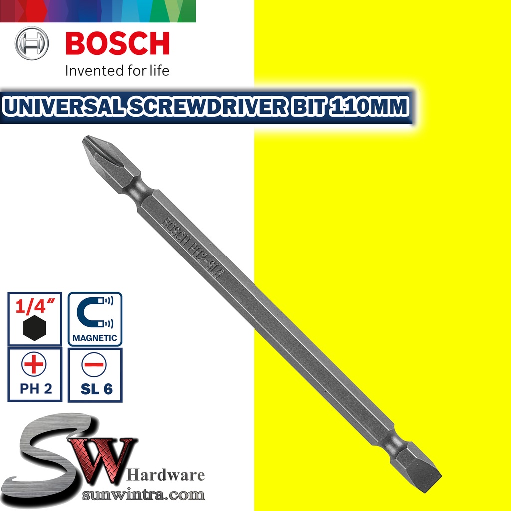 Bosch Universal Double Ended Screwdriver Bit PH2 SL6 X 110MM ...