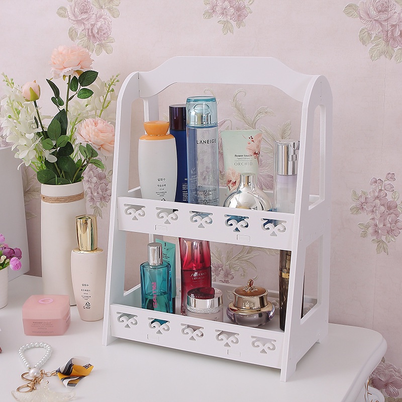 European style double layer desktop skincare shelf toilet cosmetics ...