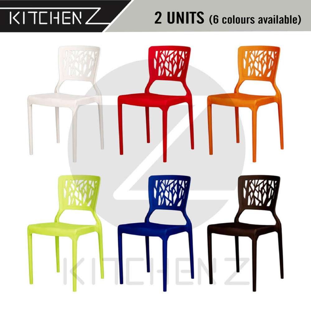 3V Modern Stackable Dining Plastic Chair IZ-701 - 2 Pcs (6 Colours ...