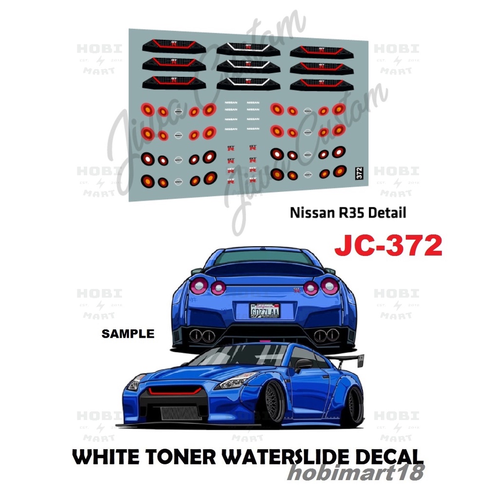 JC372 - Nissan R35 Detail DECALS Hotwheels 1:64 diecast custom white ...