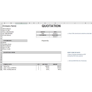 [#07] Price Quotation Excel Template / Template Excel Quotation Harga ...