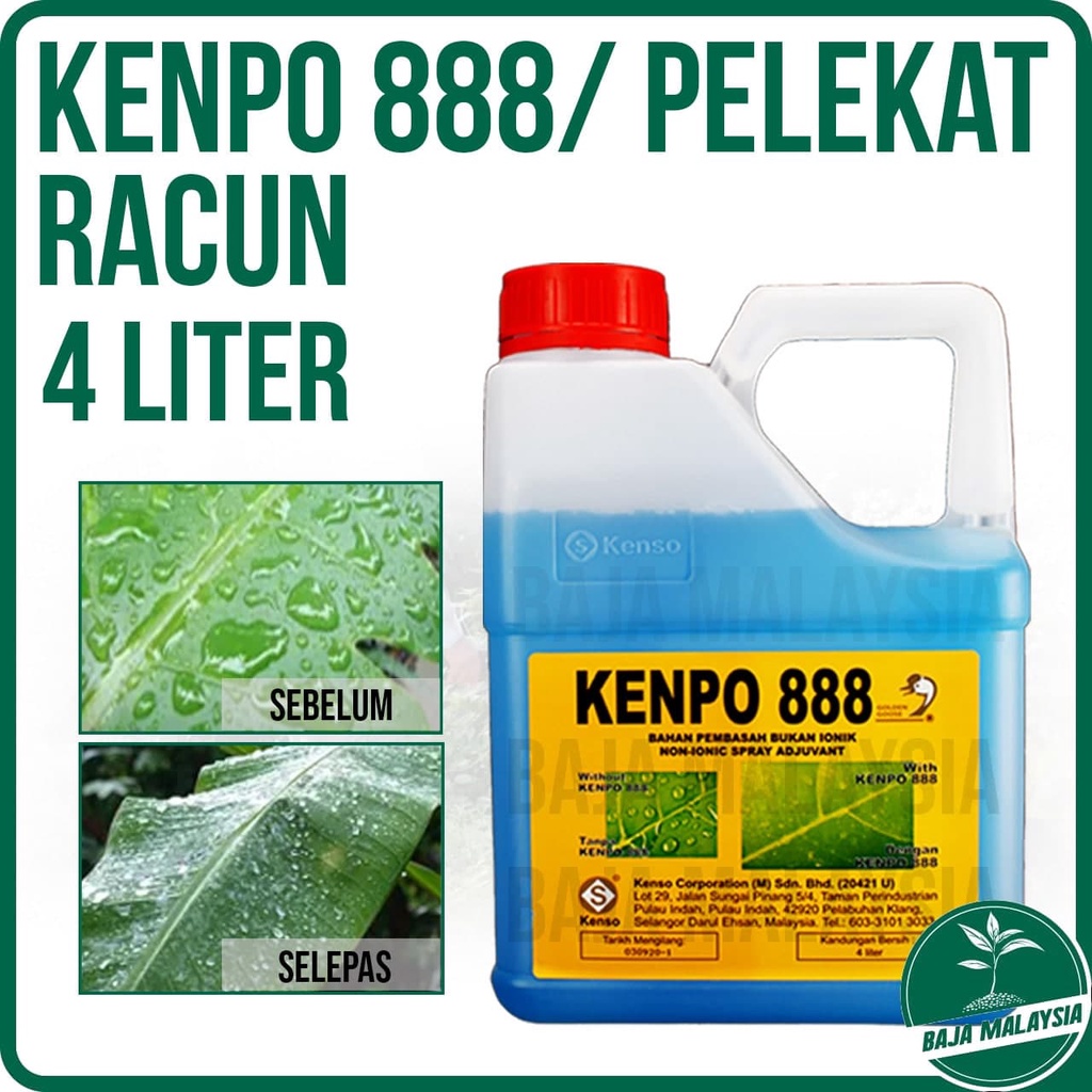 KENPO 888 Gam Pelekat Racun Baja Foliar Wetting Agent 4 Liter | Shopee ...