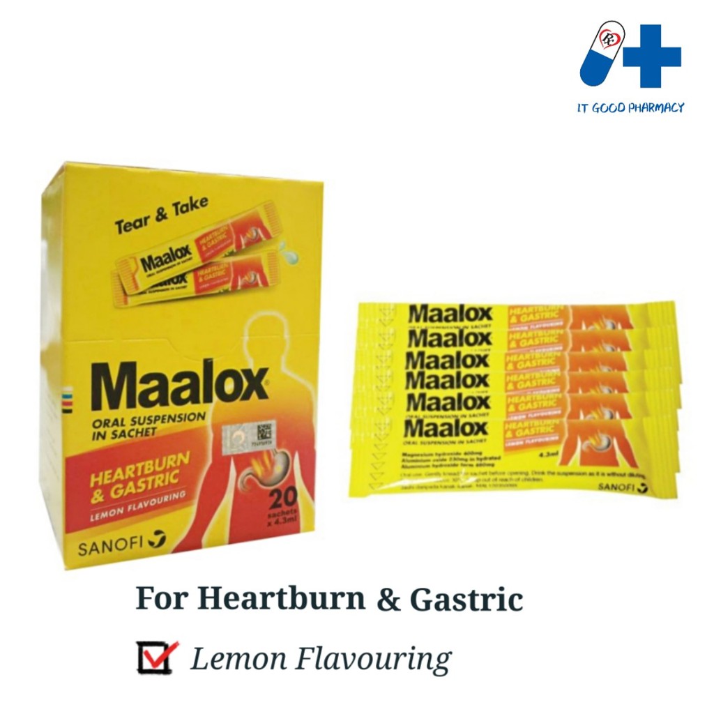 Maalox Oral Suspension Sachet 4.3ml x20s (Antacid- Gastric & Heartburn ...