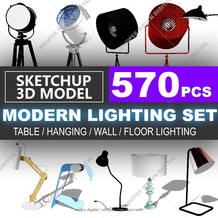 SketchUp | 3D Model Lighting Set 570 for home interior design ...